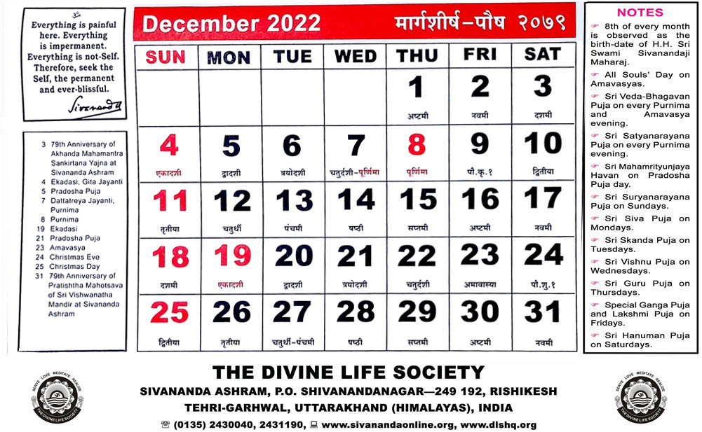 Spiritual Calendar